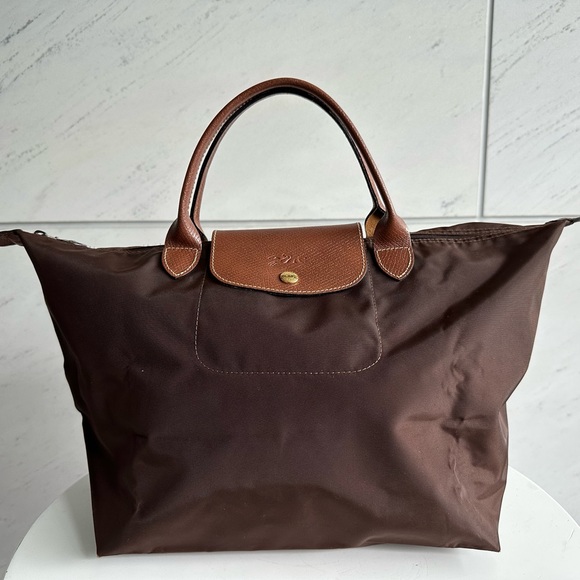 Longchamp | Bags | Longchamp Brown Le Pliage Tote Bag Medium Folding ...